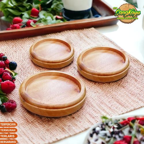 Jual Wooden Coasters 10Cm Tatakan kayu Tatakan gelas kopi Tatakan ...