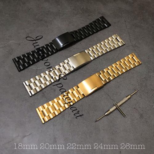 Promo Tali Strep Watch Jam Rantai Thick Stainless Steel Solid Universal ...