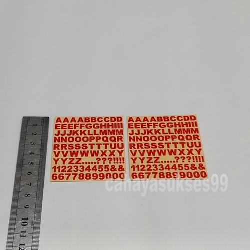 Jual Sticker Alphabet Huruf Angka Nomor Kecil Font ARIAL Merah Stiker ...