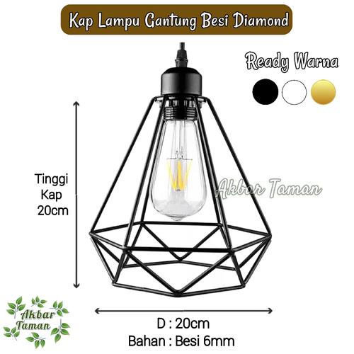 Jual Kap Lampu Gantung Besi Diamond Cafe Vintage + Fitting Bohlam E27 - Hitam, Kap Besi Saja ...