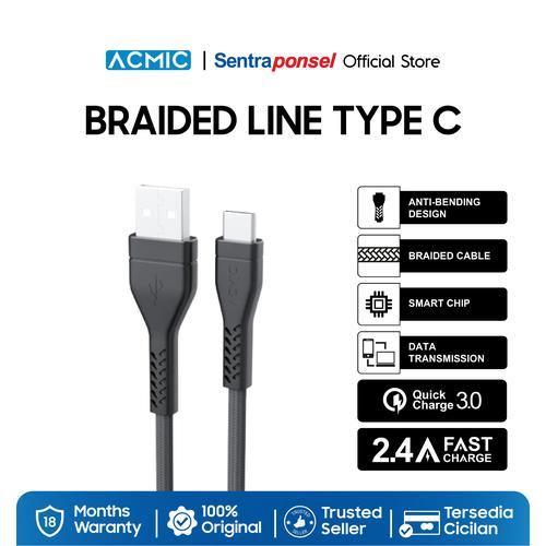 Jual ACMIC GC100 Braided Line Kabel Data Fast Charging USB Type-C ...