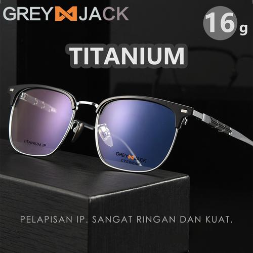 Promo Grey Jack Frame Kacamata Model Kotak Titanium Fashion Bisnis 9019 ...