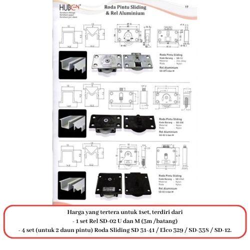Jual PAKET Rel dan Roda Pintu Lemari Sliding Rel SD-02 U dan M Huben - ANODIZE, SD 12 - Kota ...