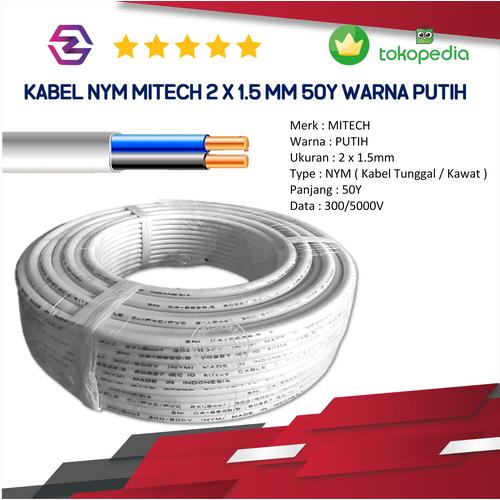 Jual Kabel Listrik NYM 2 x 1.5 mm 50M /50Y - WARNA PUTIH - MITECH - Kab. Banyumas - GROSIR ...