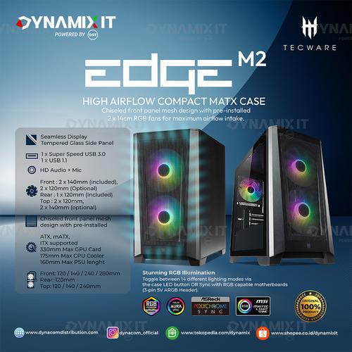 Promo Tecware EDGE M2 Pro ARGB High AirFlow m-ATX PC Case Cicil 0% 3x ...