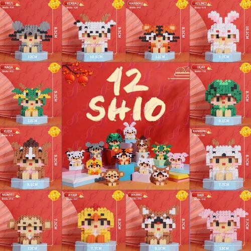Jual Nano Block 12 Shio Series Mini 01 | Bricks education Nano Block ...