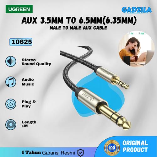 Promo UGREEN Kabel Aux Jack 3.5mm To 6.35mm Amplifier Gitar Audio TRS Stereo - BLACK - 1 METER ...