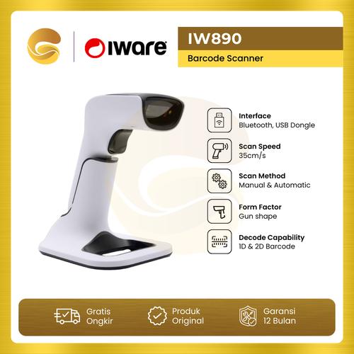 Promo IWARE Barcode Scanner IW-890 1D 2D Bluetooth Wireless IW890 QR ...