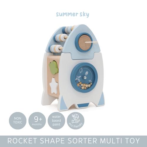 Jual SUMMERSKY - Mainan Kayu Montessori Rocket Shape Sorter Busy Multi ...