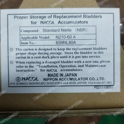 Jual Bladder accumulator N210-60D 60liter NACOL - Jakarta Barat ...