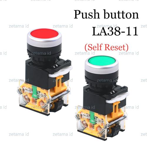 Jual Push Button Flat 22mm Self-Reset/Return LA38-11 NO NC - Hijau - Jakarta Barat - Zetama id ...