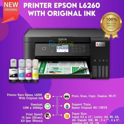 Jual PRINTER EPSON ECOTANK L6260 A4 WIFI DUPLEX ALL IN ONE PRINT SCAN ...