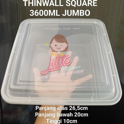 Jual SQ3600 - Thinwall Square 3600ml Jumbo Besar - Thinwall Lunch Box ...