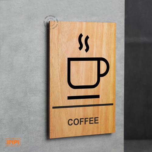 Jual INPI - Sign Kayu Mahoni Sticker Portrait Logo Coffee - Putih - Kab ...