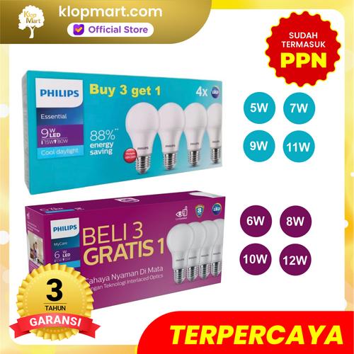 Jual Lampu Philips LED Bulb Multipack MyCare & Essential Pack Isi 4Pcs ...