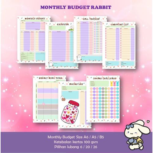 Jual MONTHLY BUDGET RABBIT PLANNER CATATAN KEUANGAN CASHFLOW - Paket Budgeting, A6/6 Lubang ...