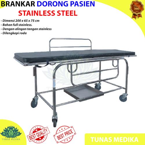 Jual Brankar Dorong Komplit Stainless Steel | Brangkar Pasien Stainless ...