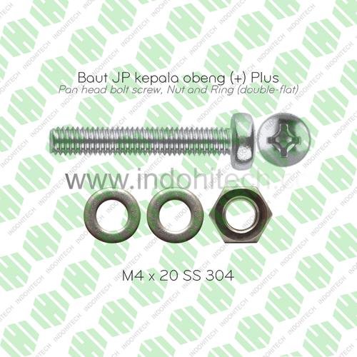 Jual Baut Mur Ring2 JP M4 x 20 mm SS304 bolt pan head screw 1 set stainless - Kab. Bekasi ...