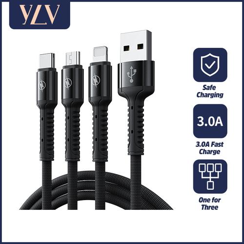Promo Kabel Data 5V/3A Fast Charger 3 in 1 IOS+ Micro USB + Type C 1.2M ...