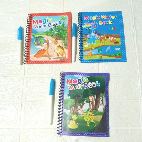Jual AJ Magic water book buku gambar mewarnai ajaib pen water drawing ...