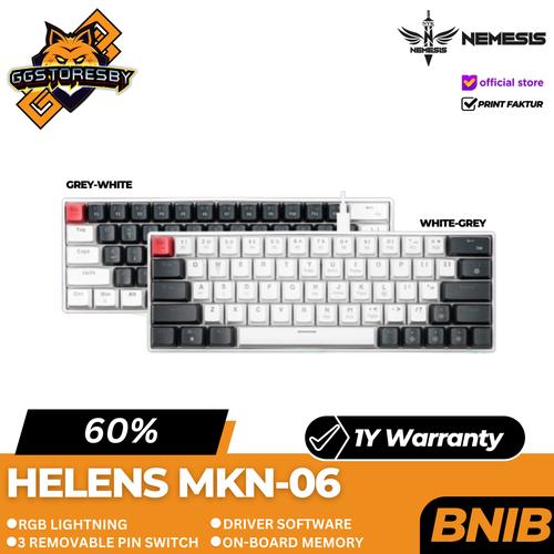 Jual NYK HELENS MKN-06 MECHANICAL Gaming Keyboard - WHITE-GREY, BROWN ...