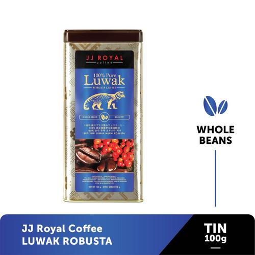 Jual JJ Royal Coffee 100% Pure Luwak Bean Tin 100gr/Kopi Bubuk Robusta ...
