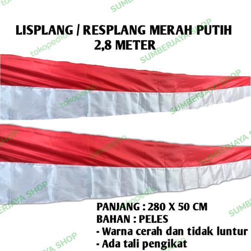 Jual LISPLANG / RESPLANG MERAH PUTIH / BENDERA PETAK PANJANG 280 X 50 ...