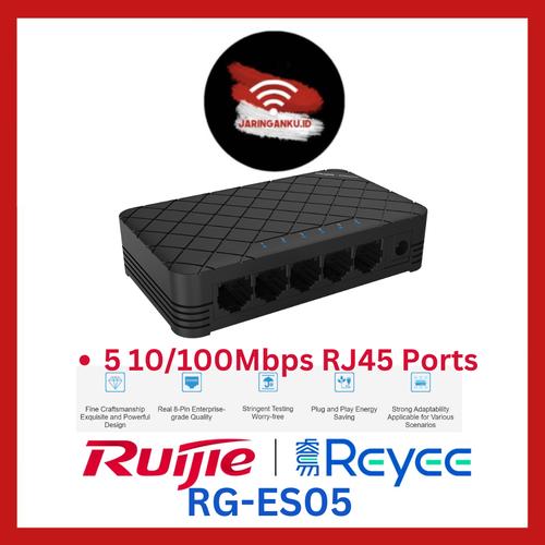 Jual RG-ES05 RUIJIE REYEE 5 PORT FAST ETHERNET UNMANAGED SWITCH PLASTIC ...