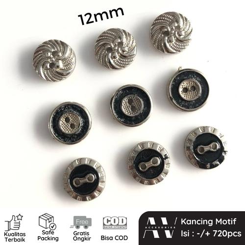 Jual AVACC Kancing 2 Lubang Kemeja Blazer Koko Motif 12mm SilverButton ...