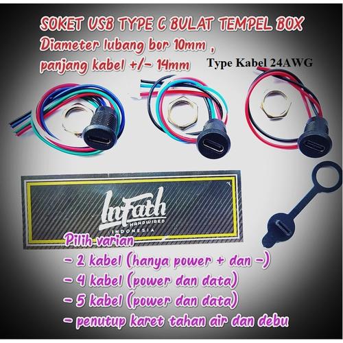 Jual Infath Soket Bulat Tempel Box Usb Type C Female Dc Socket 2 4 5 Pin Soket 2 Kabel