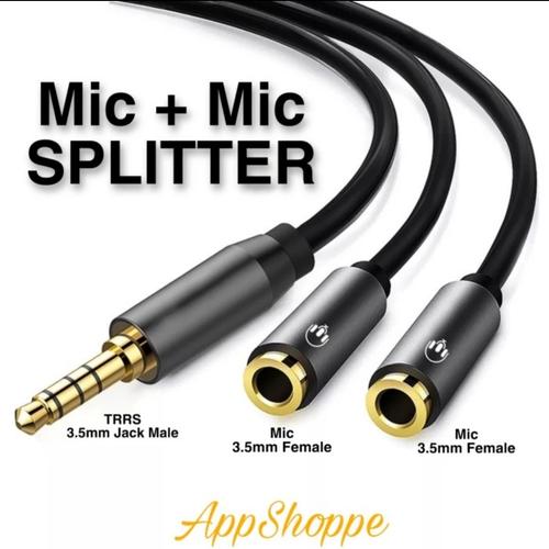 Jual Splitter Dual Microphone 2 Mic Connector TRRS 4 Pole Adaptor 32cm ...