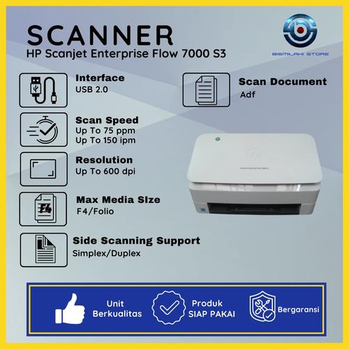 Jual Scanner Folio HP ScanJet Enterprise Flow 7000 s3 Kecepatan Scan 75 ...