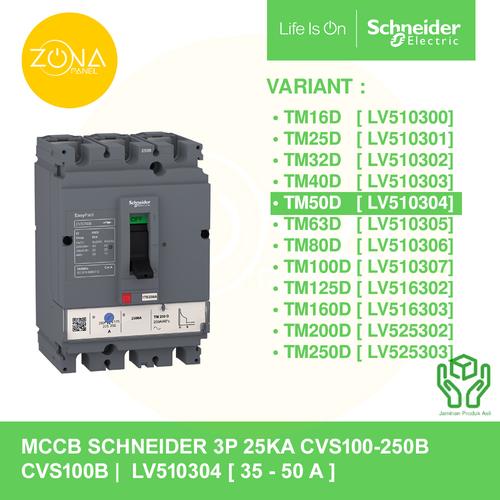 Promo MCCB SCHNEIDER EASYPACT CVS100B 3P 50A 25KA TMD TM50D LV510304 ...