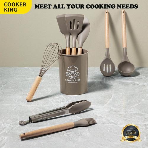 Promo Cooker King Spatula Sutil Set 9 pcs Gagang Kayu Anti Panas Food ...