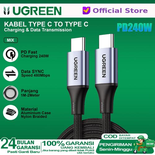 Jual UGREEN Kabel Type C to Type C Fast Charging 240w Nylon Braided ...