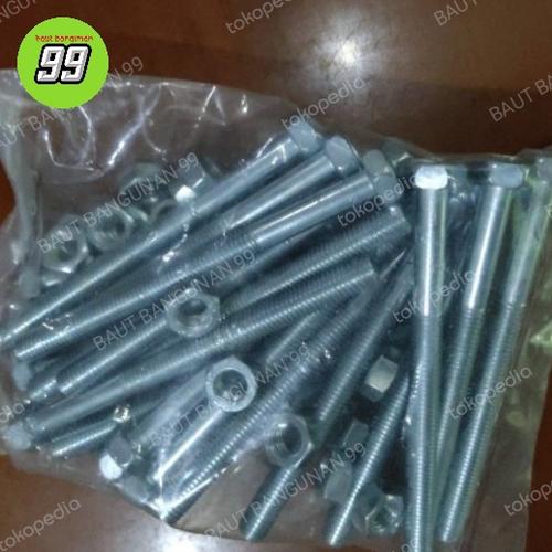 Jual m10x100mm baut mur galvanis / hex bolt nut m10x100 HT - FT - half drat - Jakarta Pusat ...