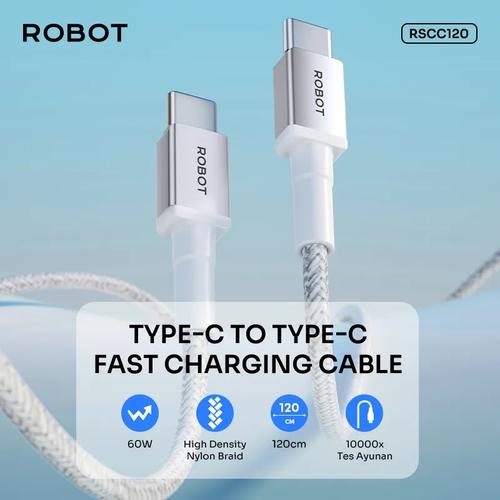 Jual Kabel Data USB Tipe C To Tipe C 60W Robot RSCC120 RSCC - Kota ...