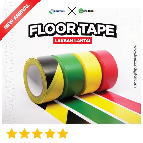 Jual lakban lantai anti slip 33M / floor marking tape vinyl / lakban warna - Hitam Kuning - Kab ...