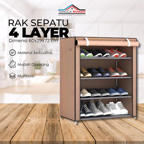 Jual Rak Lemari Sepatu Sandal Besi Layer Susun Stainless Minimalis ...