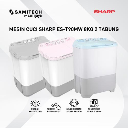 Promo MESIN CUCI DUA TABUNG SHARP ES T90MW / ES-T90MW / ES T90 MW 8KG ...
