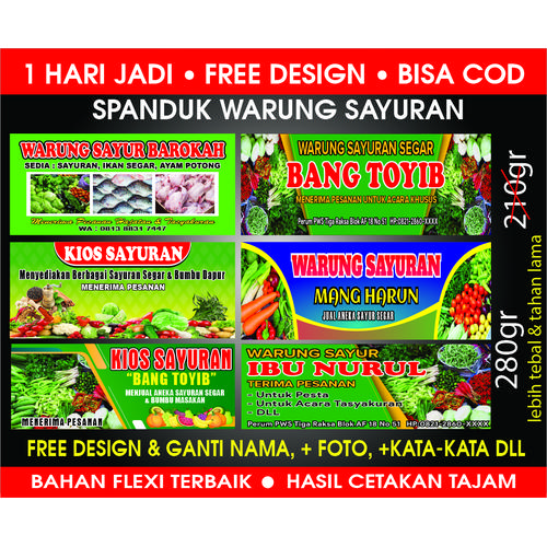 Jual SPANDUK BANNER WARUNG SAYURAN - 100cm x 50cm - Jakarta Barat ...