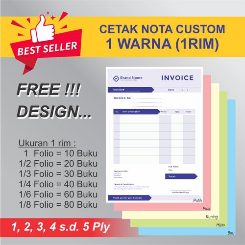 Jual NOTA CUSTOM CETAK 1 WARNA 1 RIM - 2 PLY, 1/2 FOLIO - Kota Bogor ...