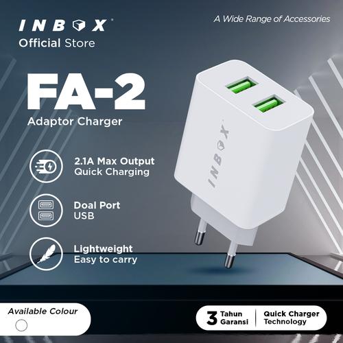 Promo Inbox FA-2 Adaptor Quick Charging 2.1A Dual Port USB A Kepala ...