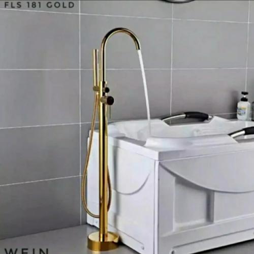 Jual KRAN BATH TUB STANDING SHOWER SET EMAS/KRAN LANTAI TINGGI GOLD ...