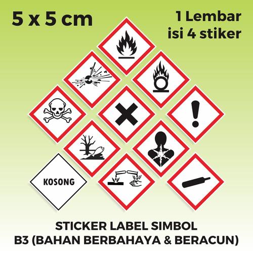 Jual Sticker Label Simbol B3 Stiker Bahan Berbahaya & Beracun 5x5cm (4 ...