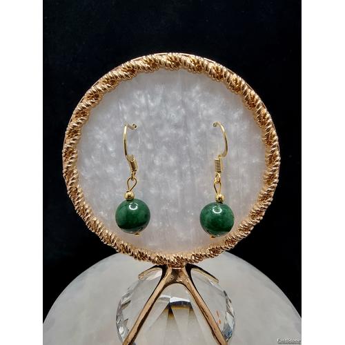 Jual Anting Batu Chrome K Gold Giok Myanmar Jade Jadeite Stone 10mm ...