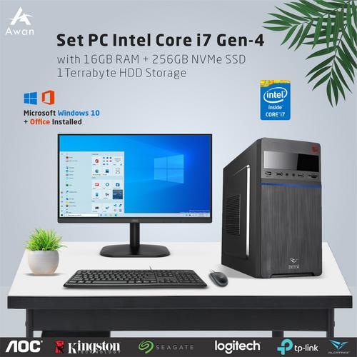 Jual Set PC Komputer Intel Core i7 Gen-4 RAM 16GB SSD || Frameless ...