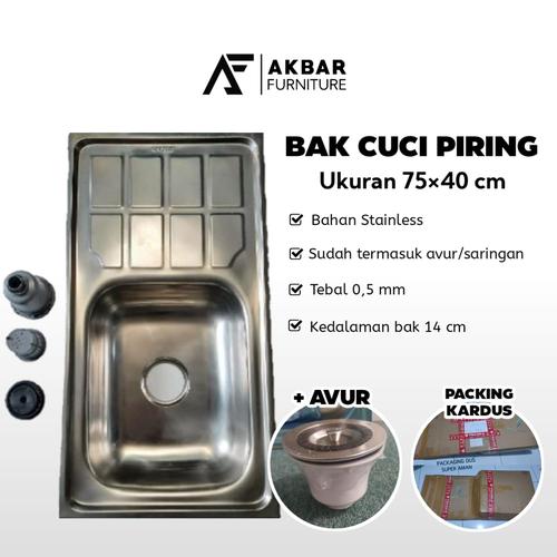 Jual Bak Cuci Piring Stainless 1 Lubang ukuran 75 - 75 + Avur - Kota ...