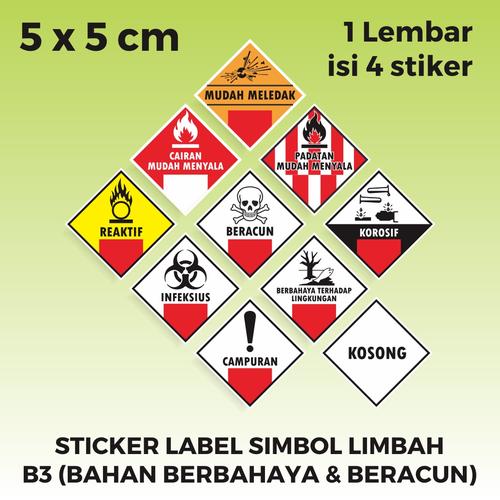 Jual Sticker Simbol Limbah B3 Bahan Berbahaya dan Beracun 5 x 5 cm (4 ...