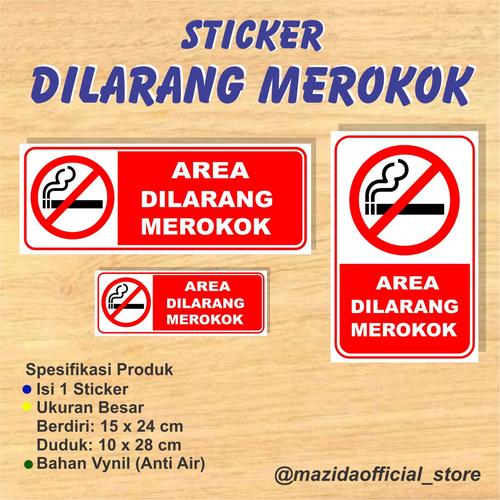 Jual Sticker Area Dilarang Merokok No Smoking Area Anti Air Warna Cerah ...